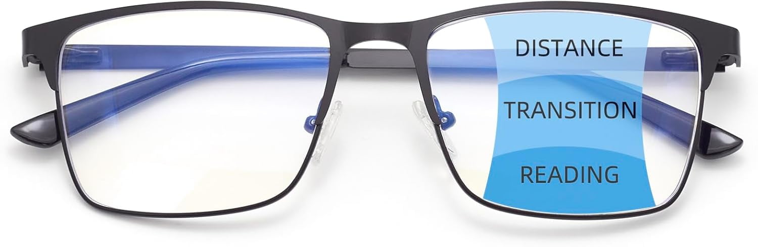 Progressive Multi focus Reading Glasses, Blue Light Blocking Metal ...