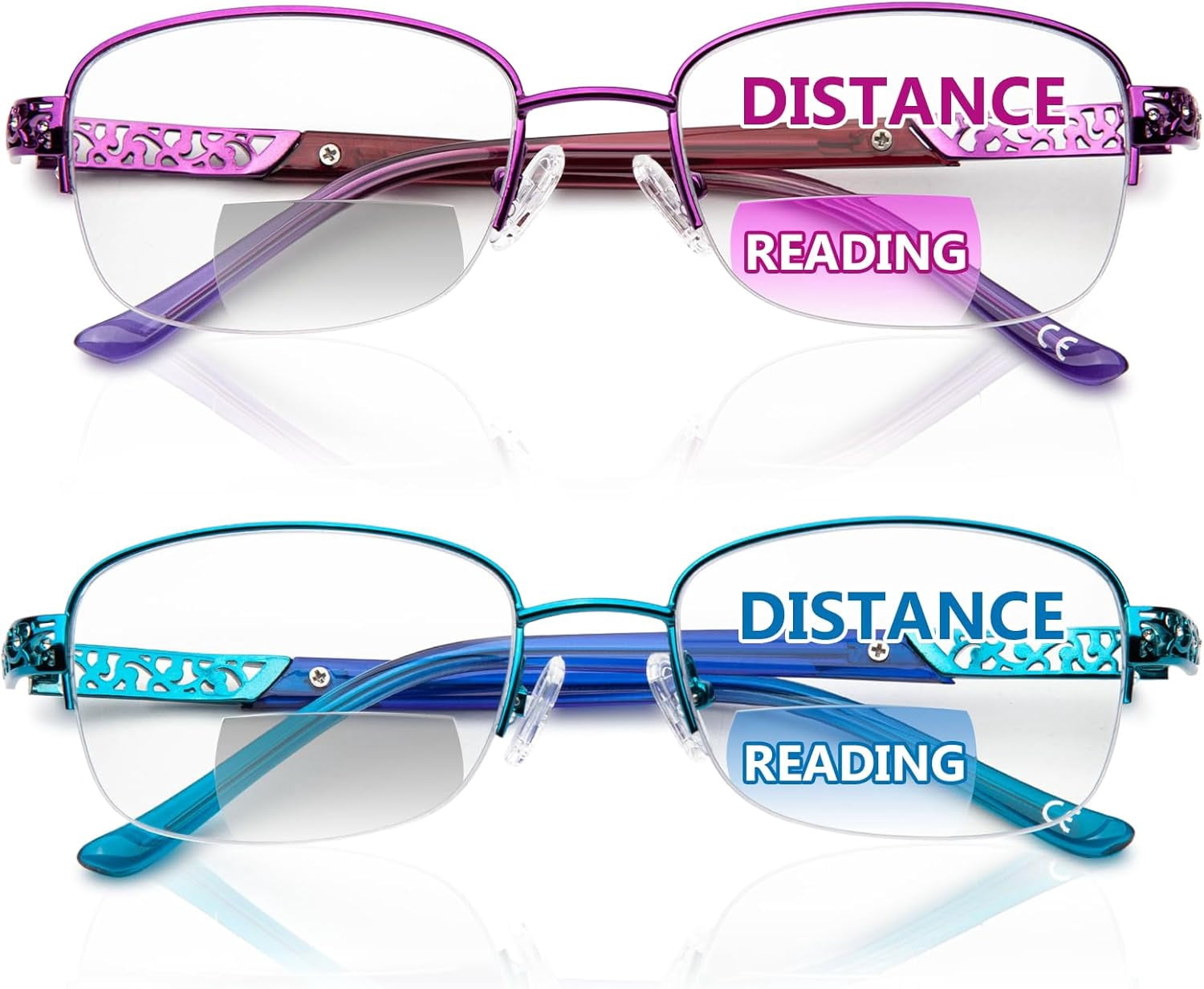 Progressive Multifocal Reading Glasses Women No Line Bifocal Readers ...