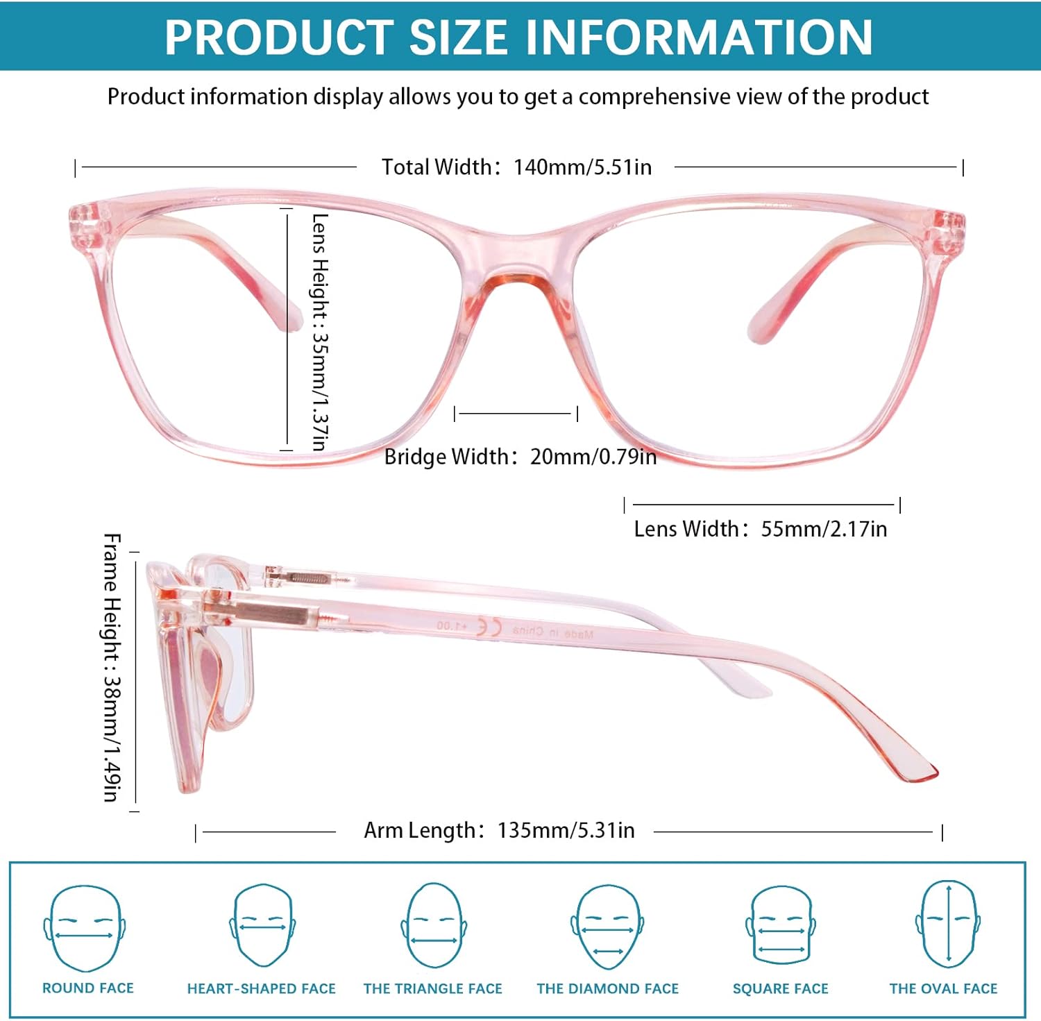 Progressive Multifocus Reading Glasses Blue Light Blocking,Spring Hinge ...