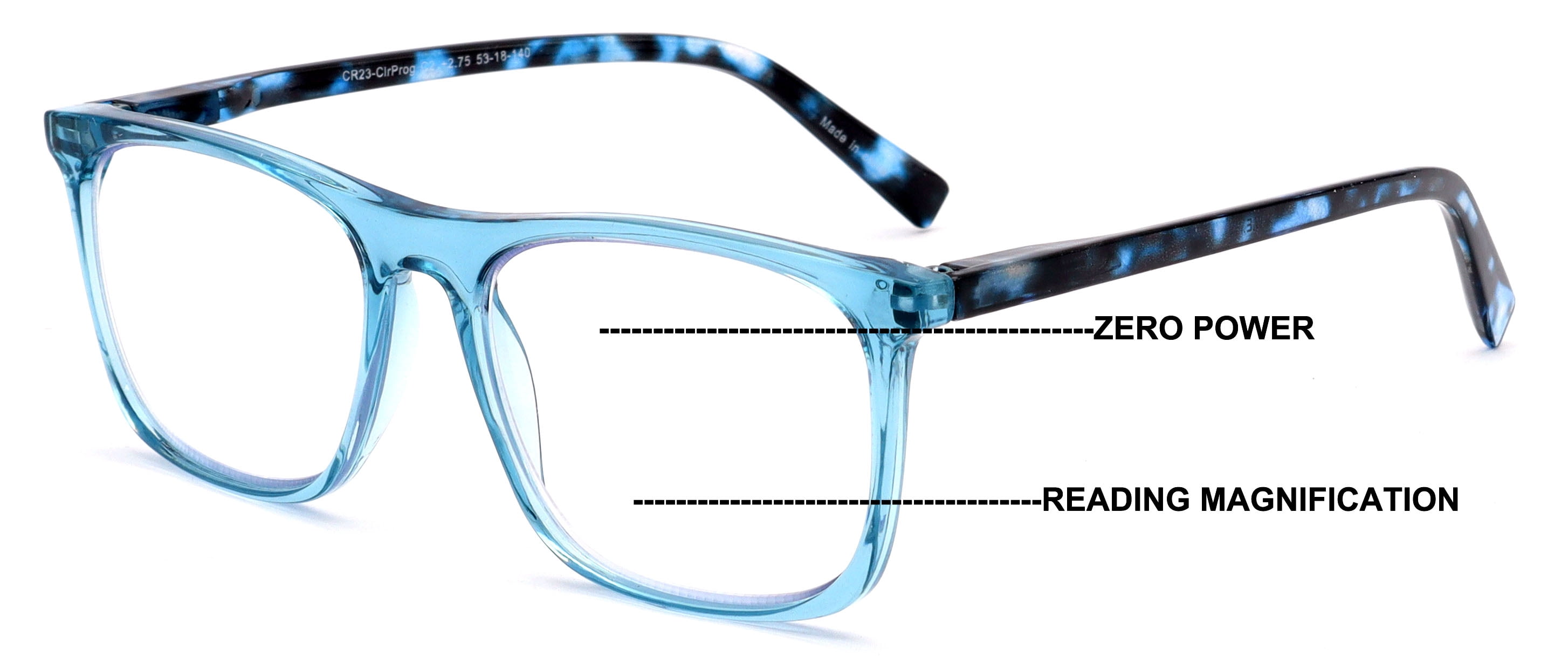 Progressive No-Line Reading Glasses – Zero Power Top | Clear Distance ...