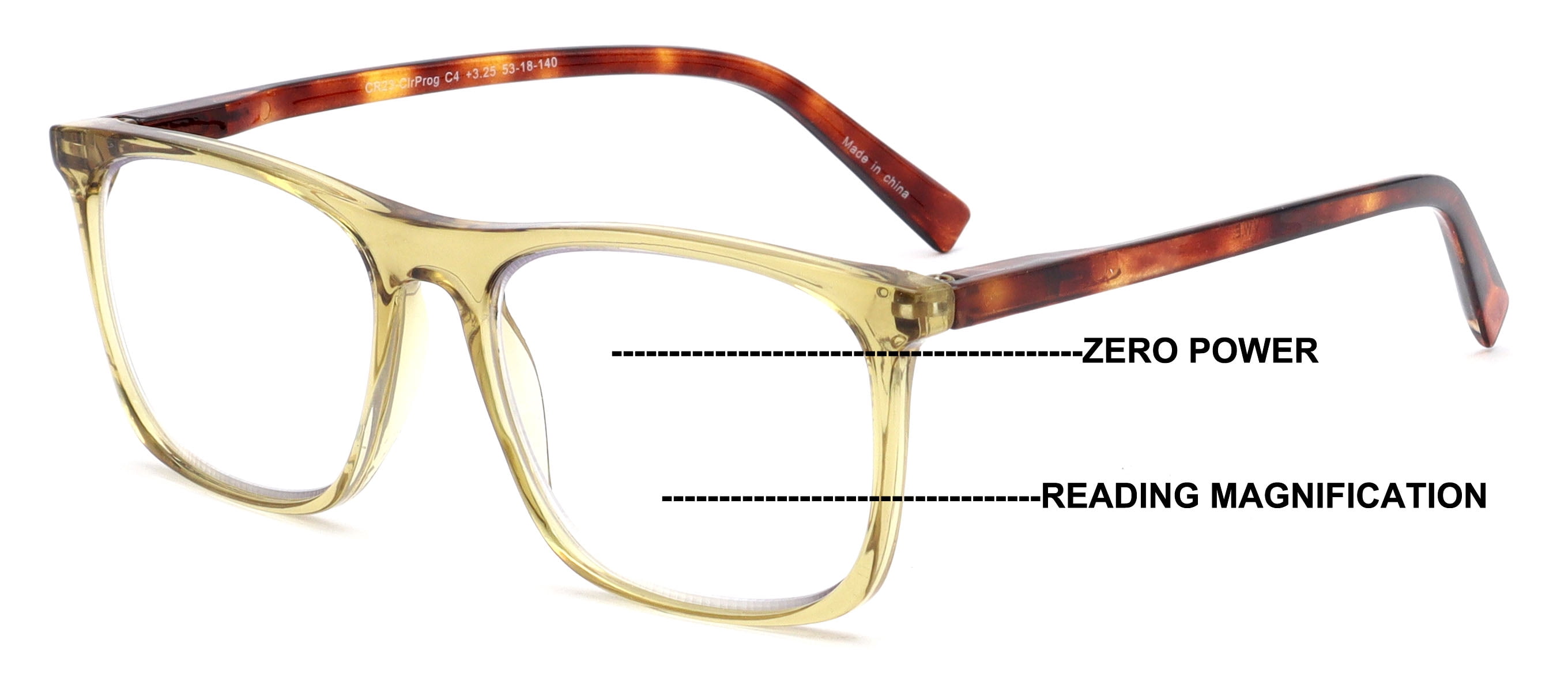 Progressive No-Line Reading Glasses – Zero Power Top | Clear Distance ...