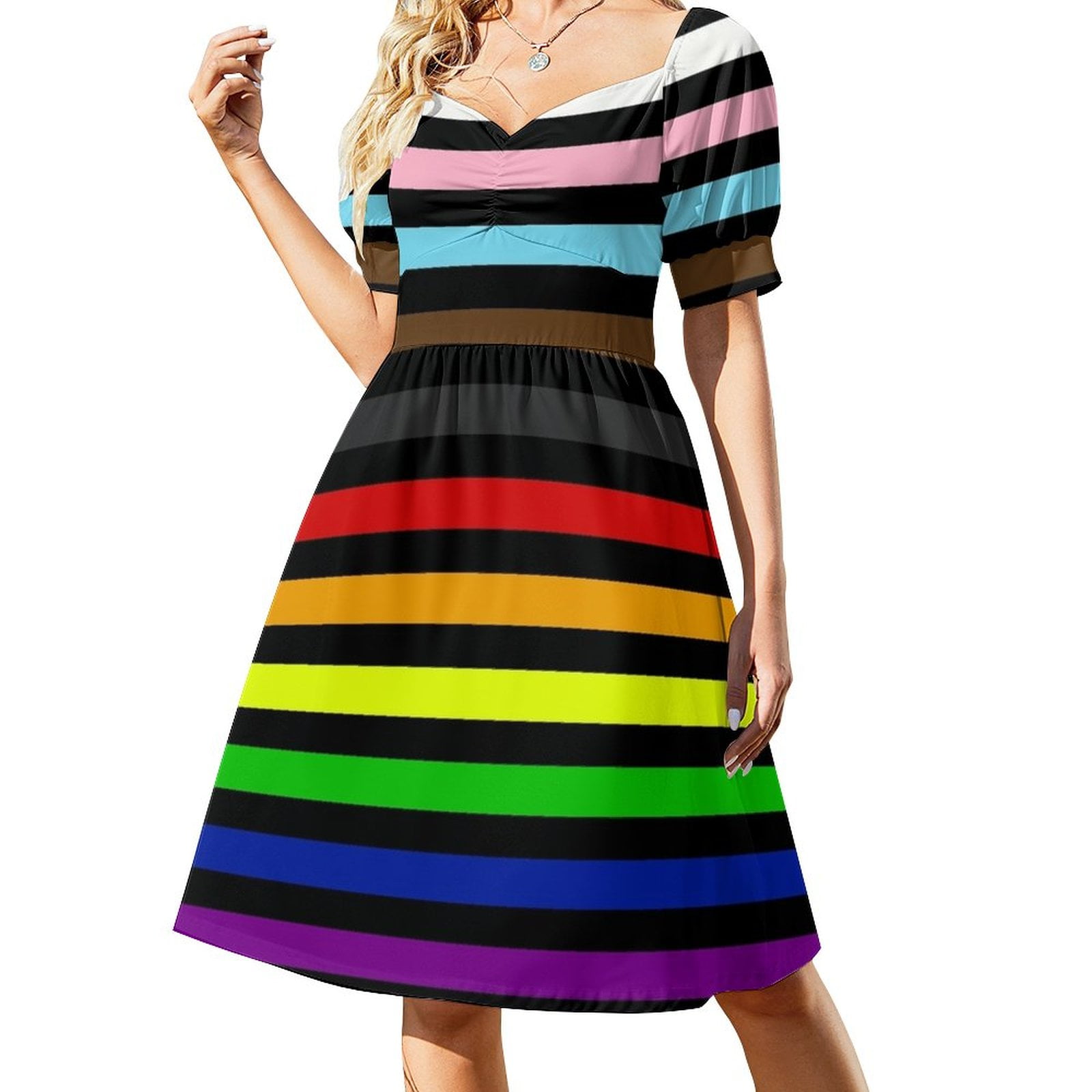 Progressive Pride Flag Stripes Sleeveless Dress wedding guest dress ...