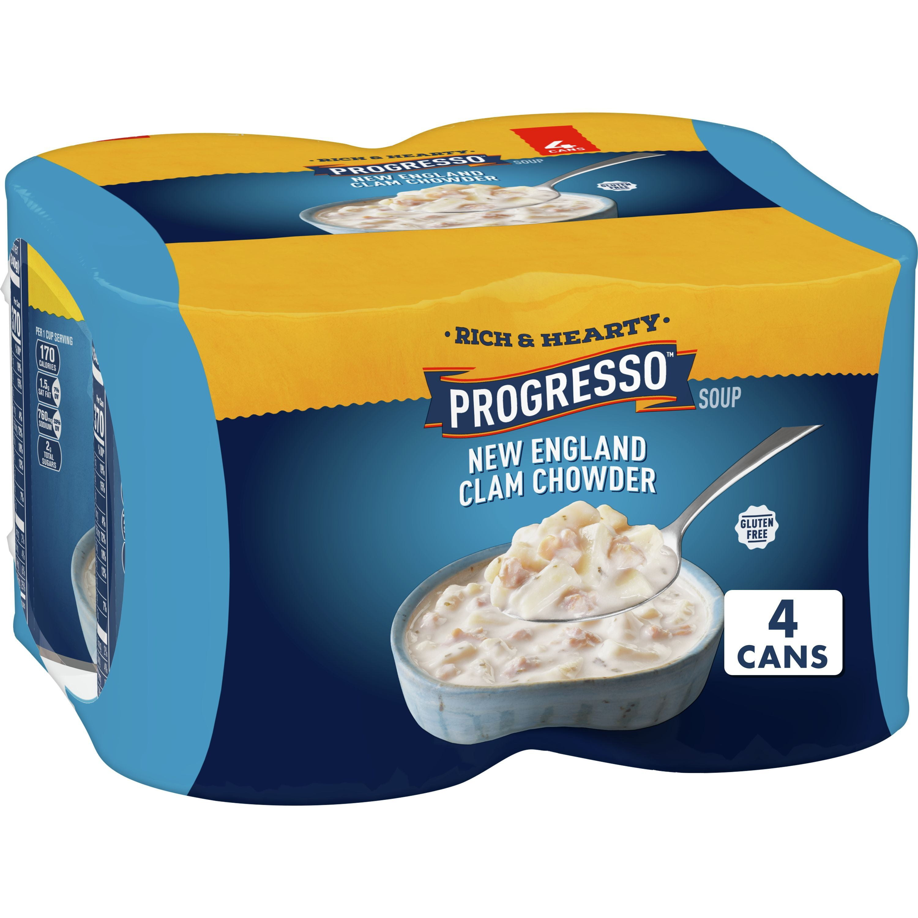 Progresso Rich & Hearty, New England Clam Chowder Soup, 18.5 oz., 4 ...