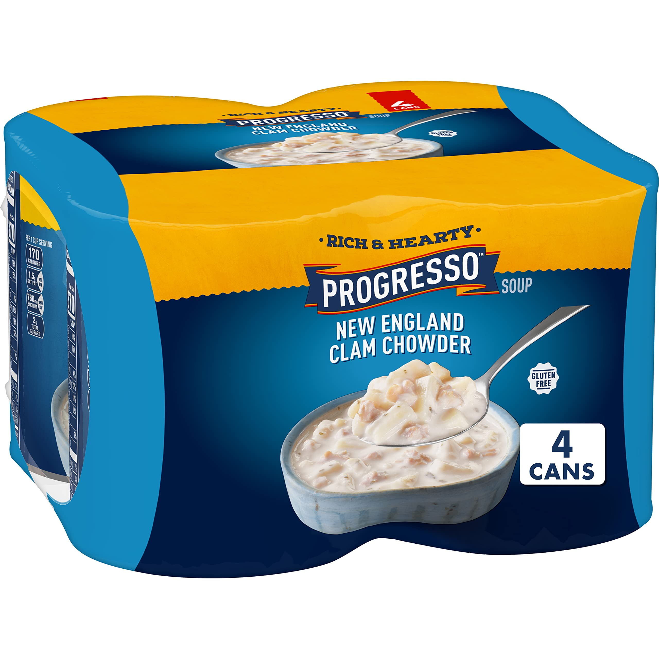 Progresso Rich & Hearty, New England Clam KMC2Chowder Soup, 18.5 oz., 4 ...