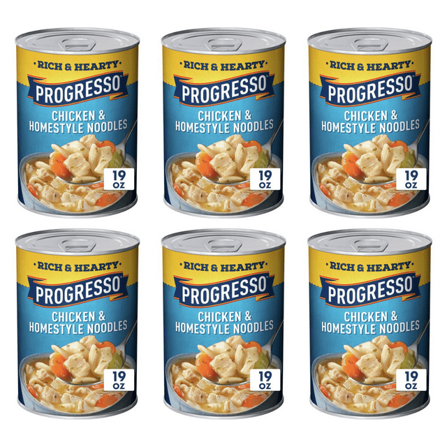 Progresso Rich and Hearty Chicken & Homestyle Noodle Canned Soup, 19 oz can, 6 pack - Walmart.com