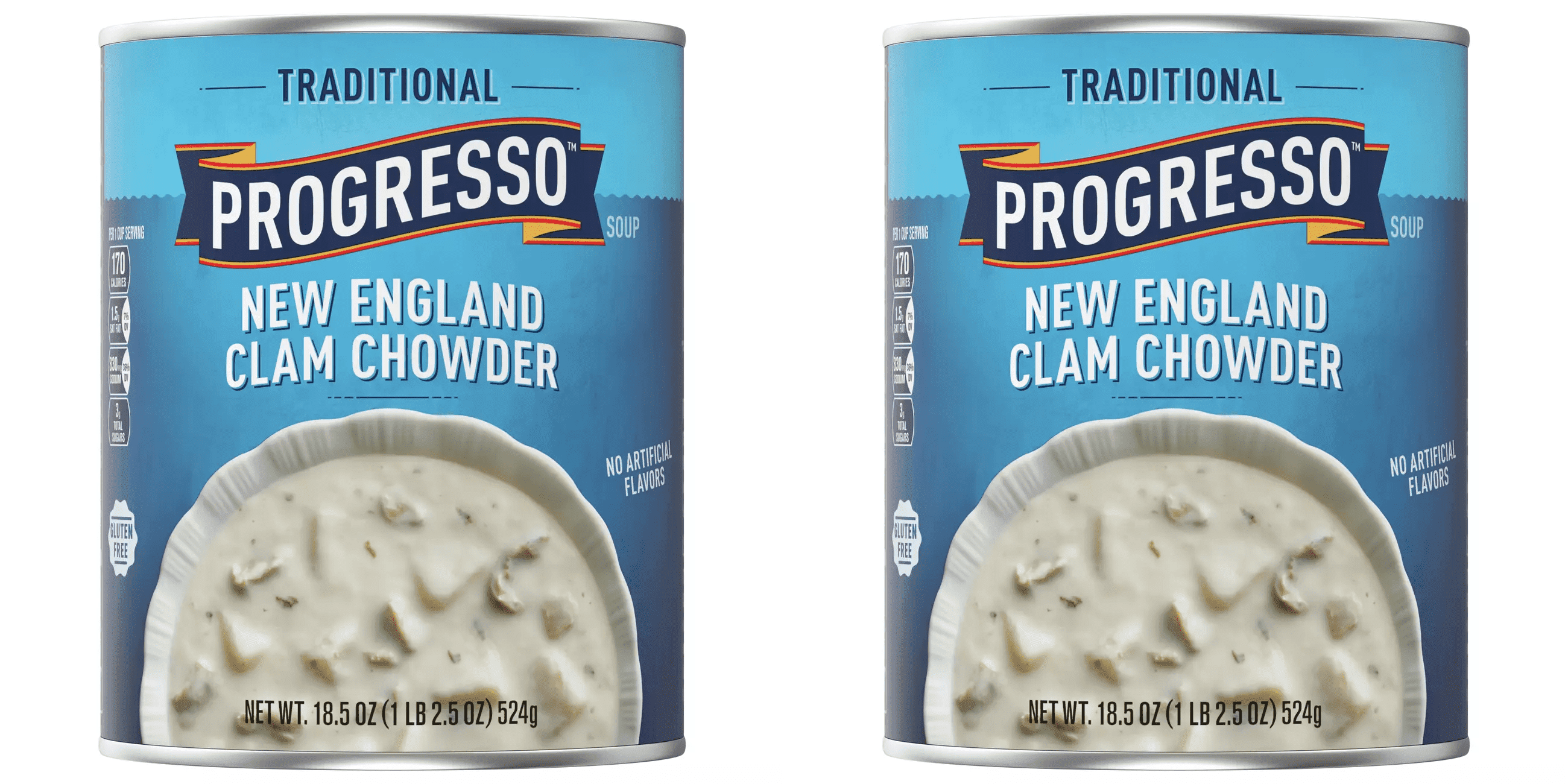 Progresso Traditional New England Clam Chowder Soup, 18.5 oz pack of 2 ...