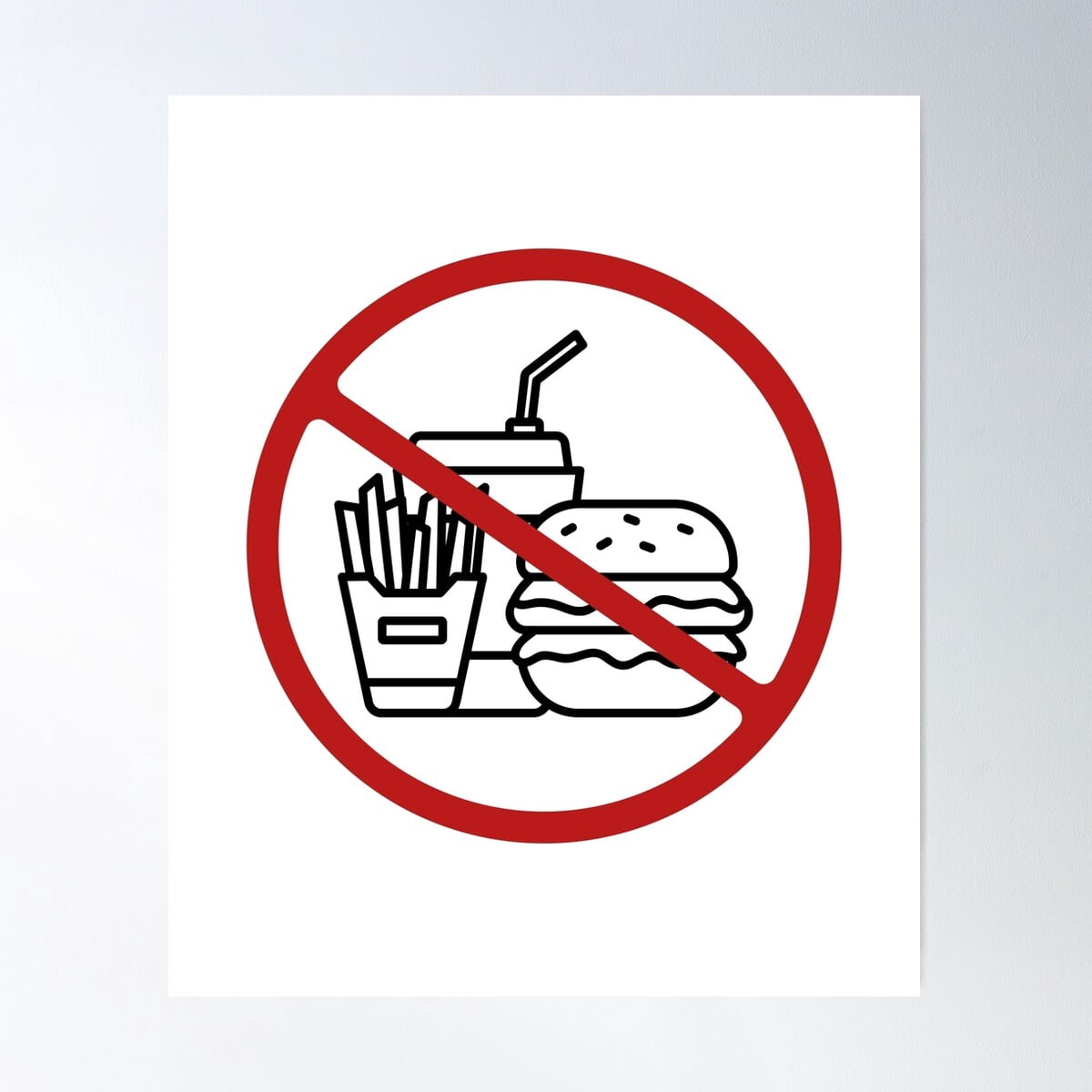 Prohibited Food Or Drinks Sign, Black, Red, White Signage Poster Wall ...