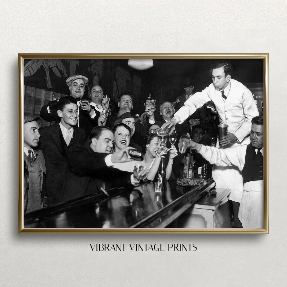 Prohibition Era Bar Scene Black White Poster UNFRAMED PAPER POSTER ...