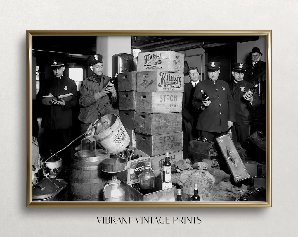 Prohibition Wall Art, Black And White Art, Police Raid, Vintage Wall ...