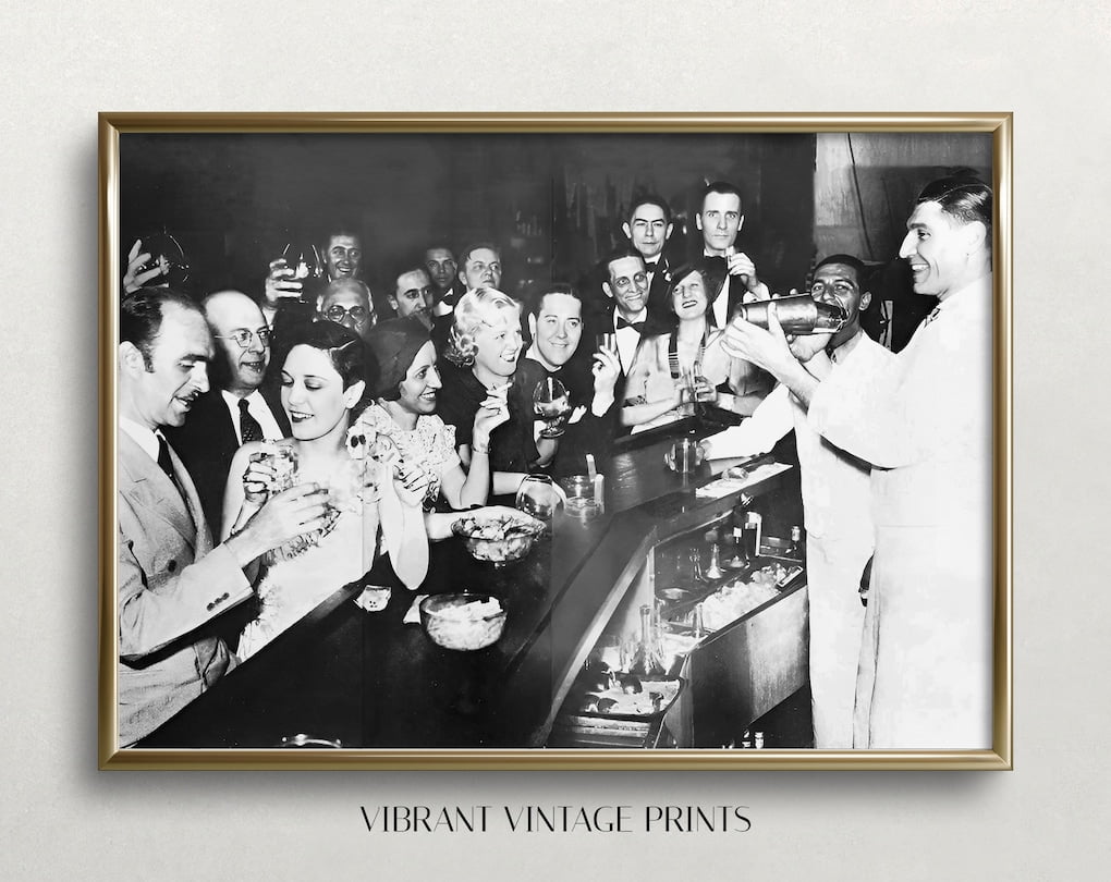 Prohibition Wall Art, Black And White Art, Vintage Wall Art, Bar Cart ...