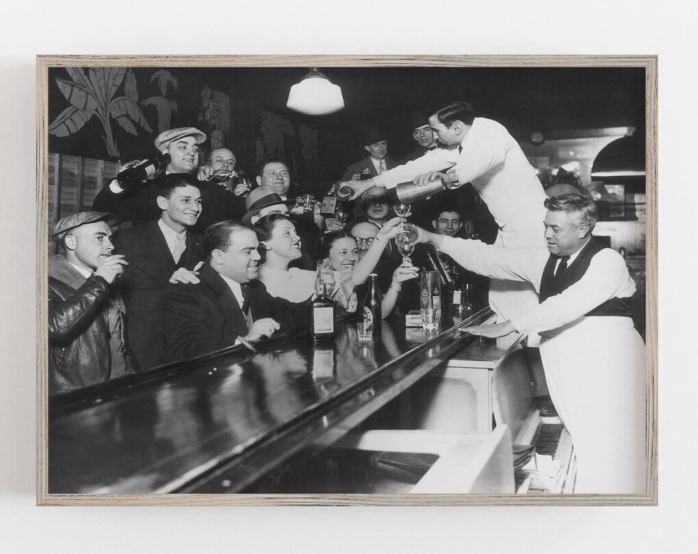 Prohibition Wall Art, Black And White Art, Vintage Wall Art, Bar Wall ...