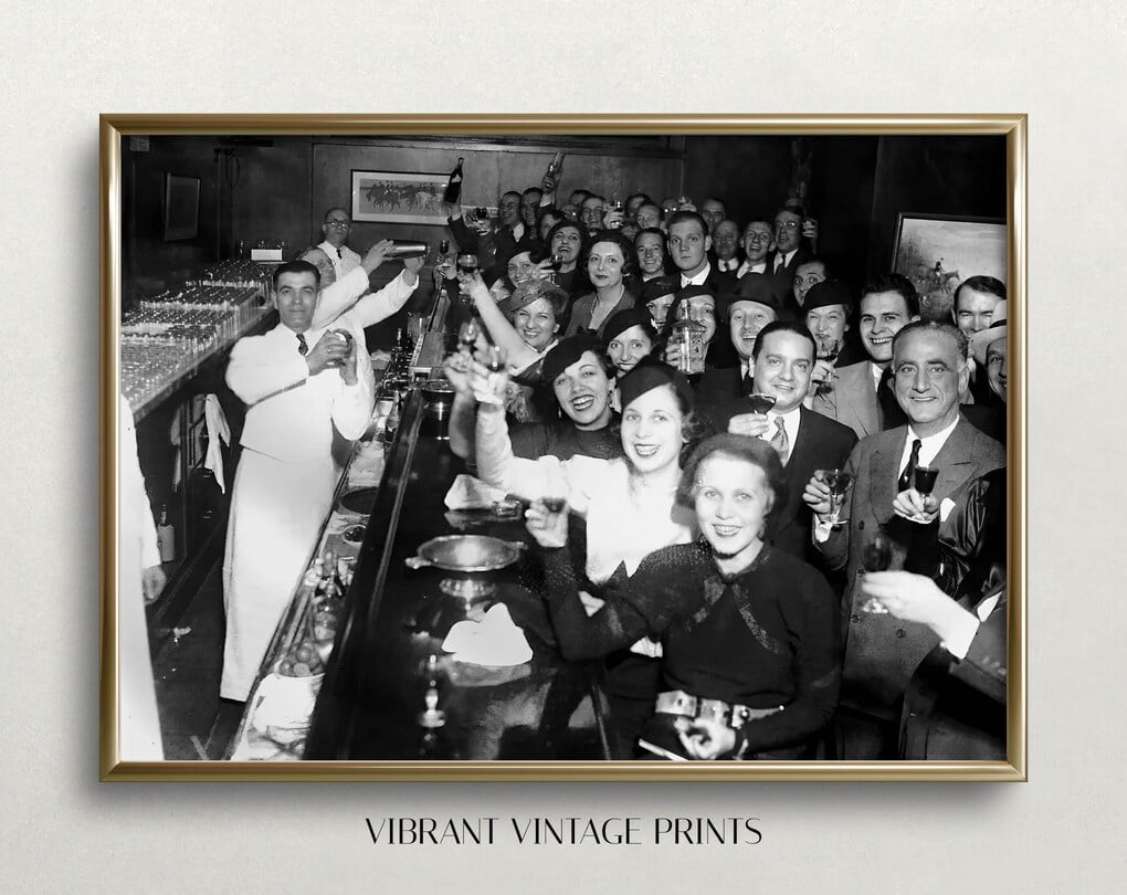 Prohibition Wall Art, Black And White Art, Vintage Wall Art, Bar Wall ...