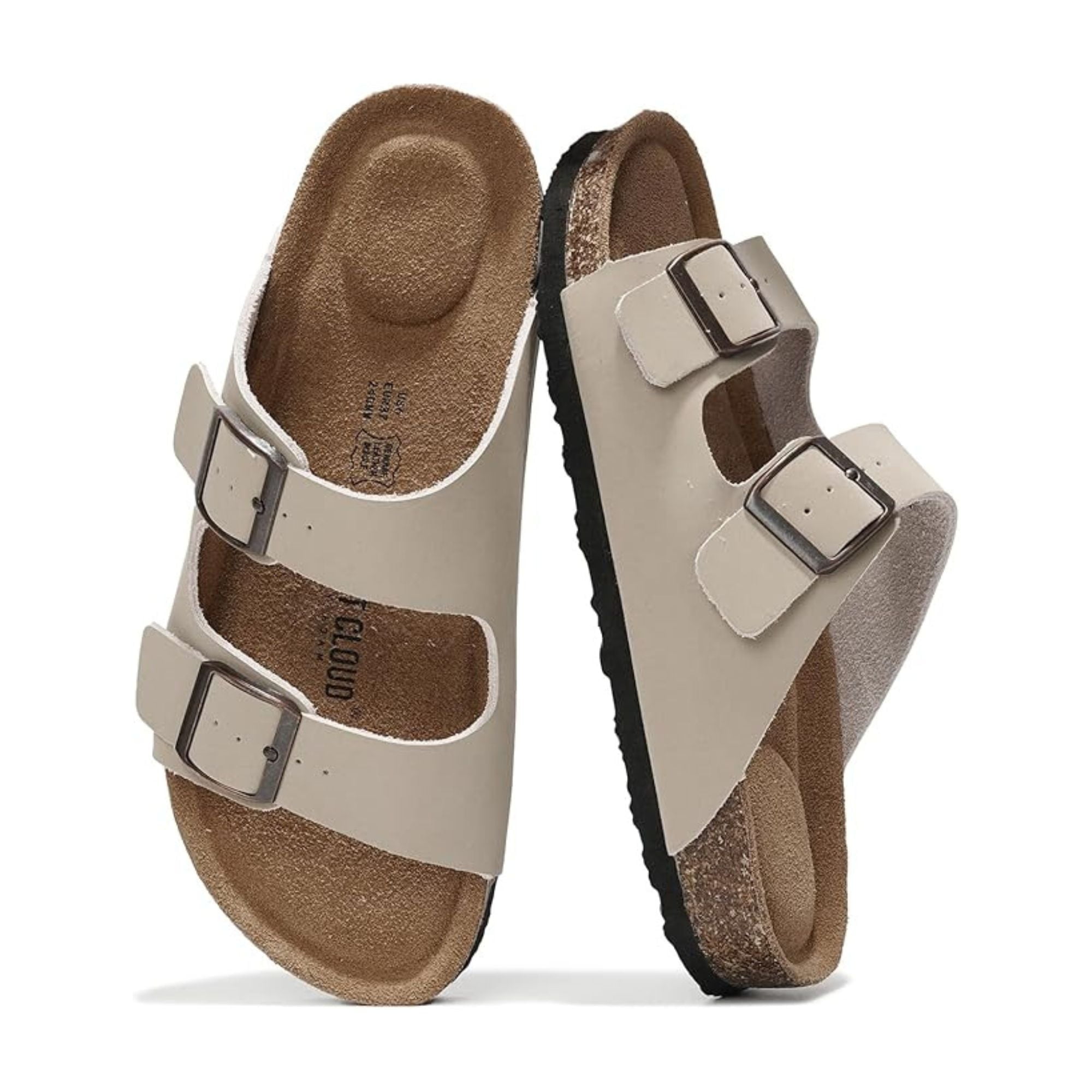 Project Cloud 100% Genuine Leather Cork Footbed Womens Sandals, Slippers for Women (Venita ...