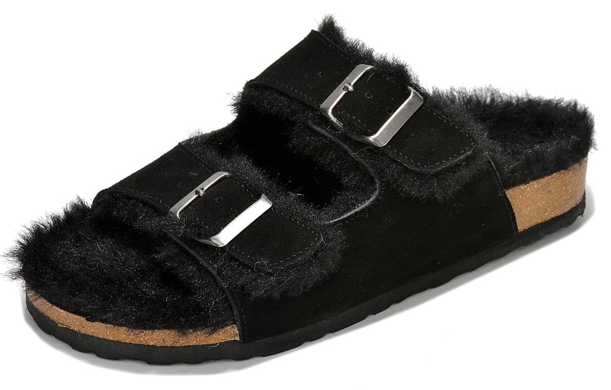 Project Cloud Women's Sandals Comfort Footbed Suede Fur Lined Cork ...