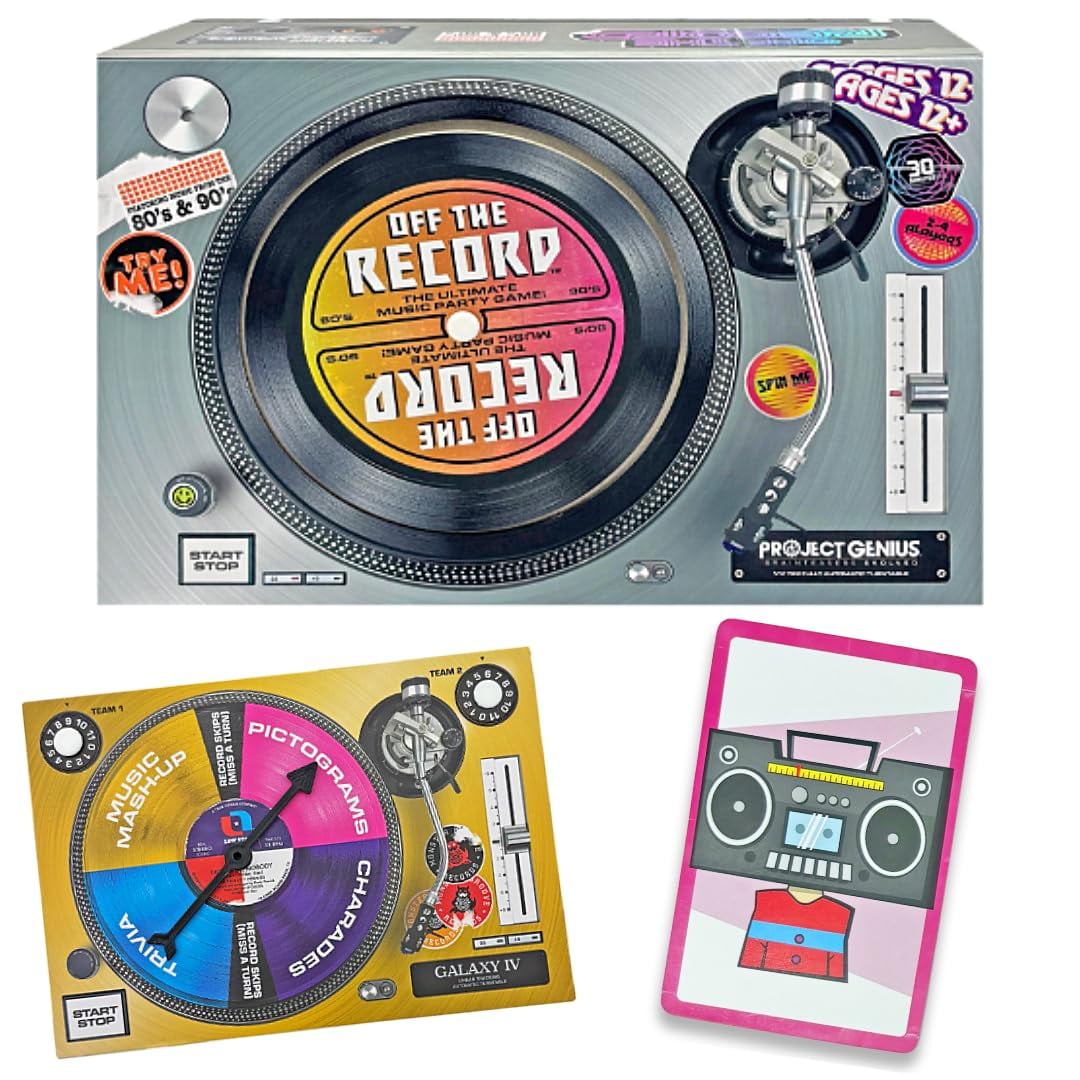Project Genius Off The Record Party Game for 80's and 90's Music Fans, Ultimate 50th Birthday ...