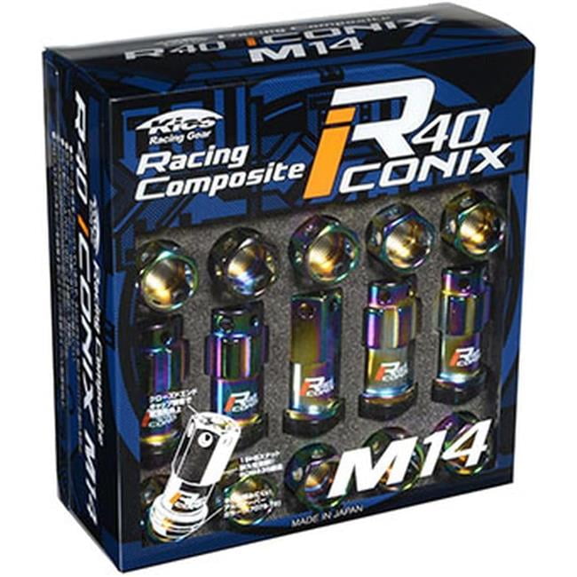 Project Kics 12X1.25 R40 Iconix Neochrome Lug Nut Lock Set - 4 ...