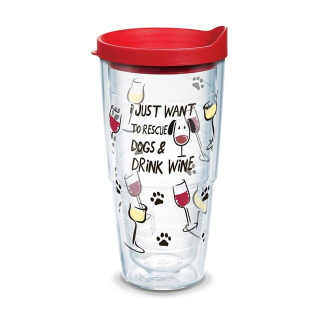 Project Paws 24 oz I Just Want to Rescue Dogs & Drink Wine Tumbler with ...
