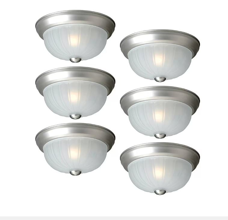 Project Source 1-Light 10-in Brushed Nickel Flush Mount Light (6-Pack ...
