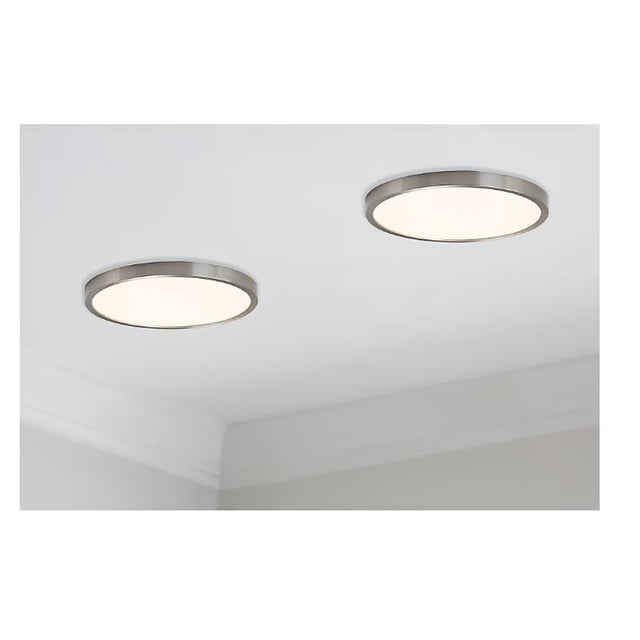 Project Source 1-Light 14-in Brushed Nickel Integrated LED Flush Mount ...
