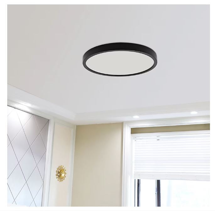 Project Source 1-Light 15-in Matte Black Integrated LED Flush Mount ...