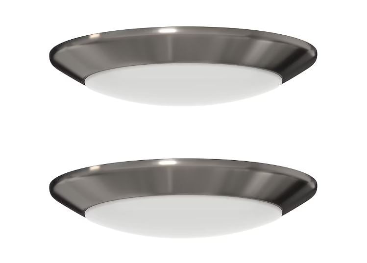 Project Source 1-Light 7.4-in Brushed Nickel Integrated LED Flush Mount ...