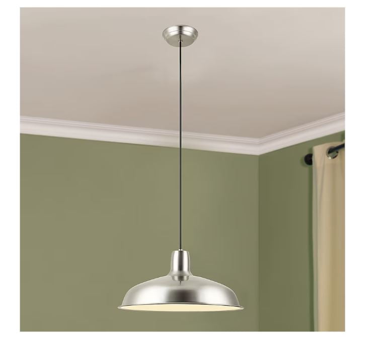 Project Source Brushed Nickel Farmhouse Bell Medium Hanging Pendant ...