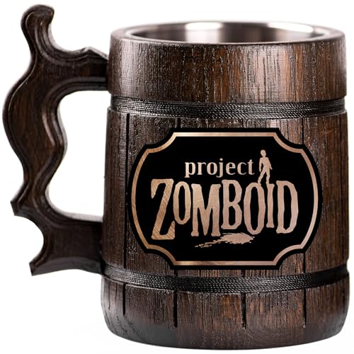Project Zomboid Beer Mug, Personalized Stein, Wooden Tankard, Gamer ...