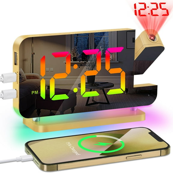 16.5" Large Digital Wall Clock with BT Sync, RGB Lights with 11 Scenes ...