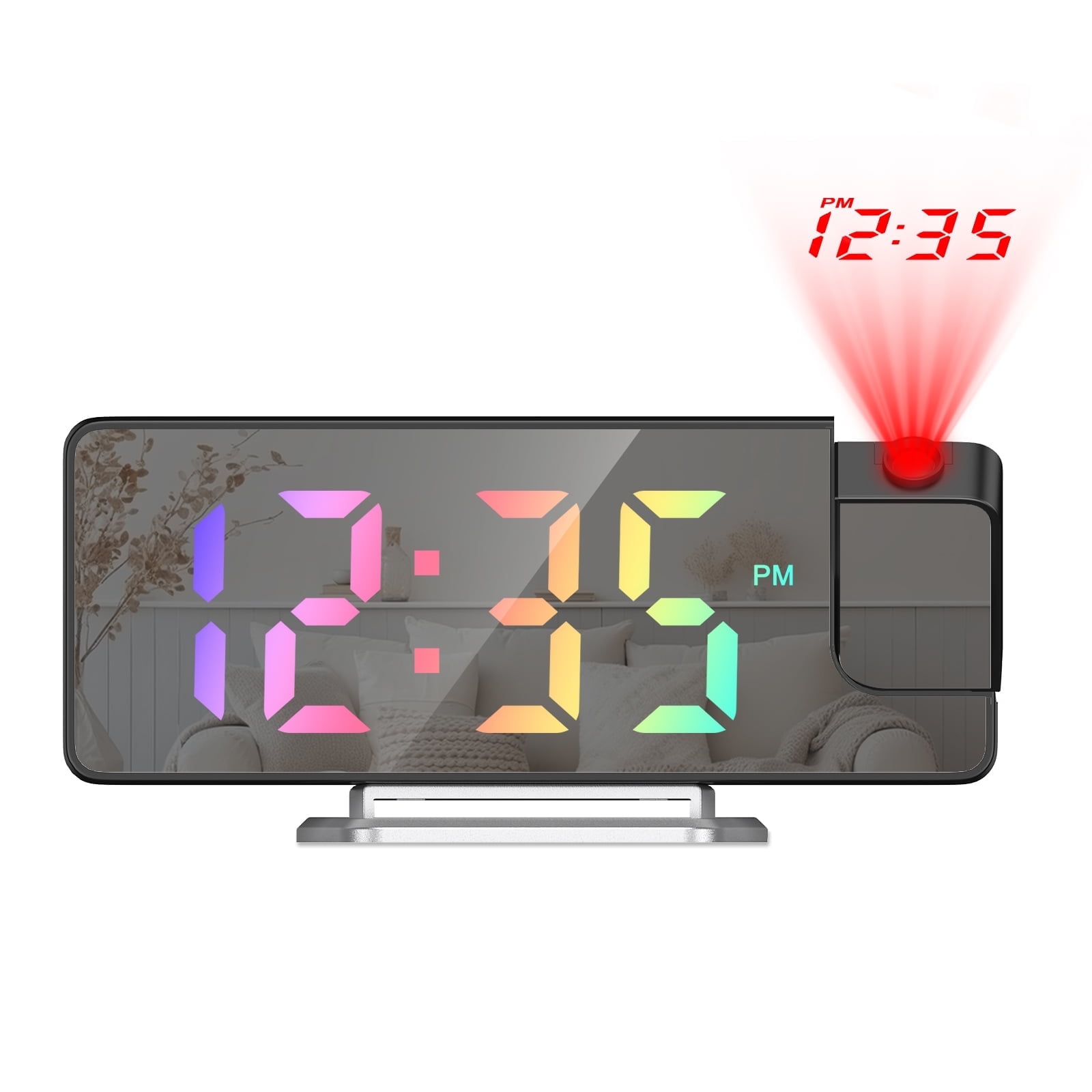 Projection Alarm Clock, AMIR LED Alarm Clock 7.9" 180° Rotatable Date ...