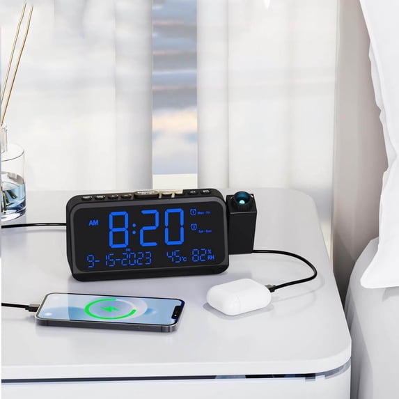 Projection Alarm Clock for Bedroom Ceiling, Super Loud for Heavy ...