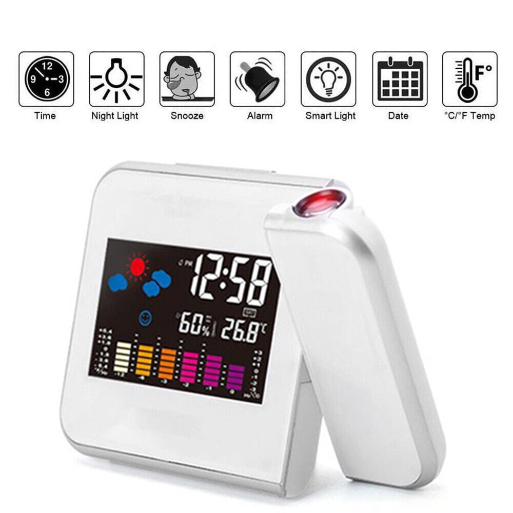 Projection Alarm Clock for Bedroom, Digital Alarm Clock with USB ...