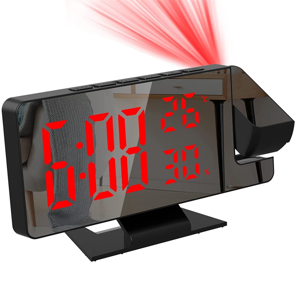 Projection Alarm Clock For Bedroom, Large Digital Clock With 180 ...
