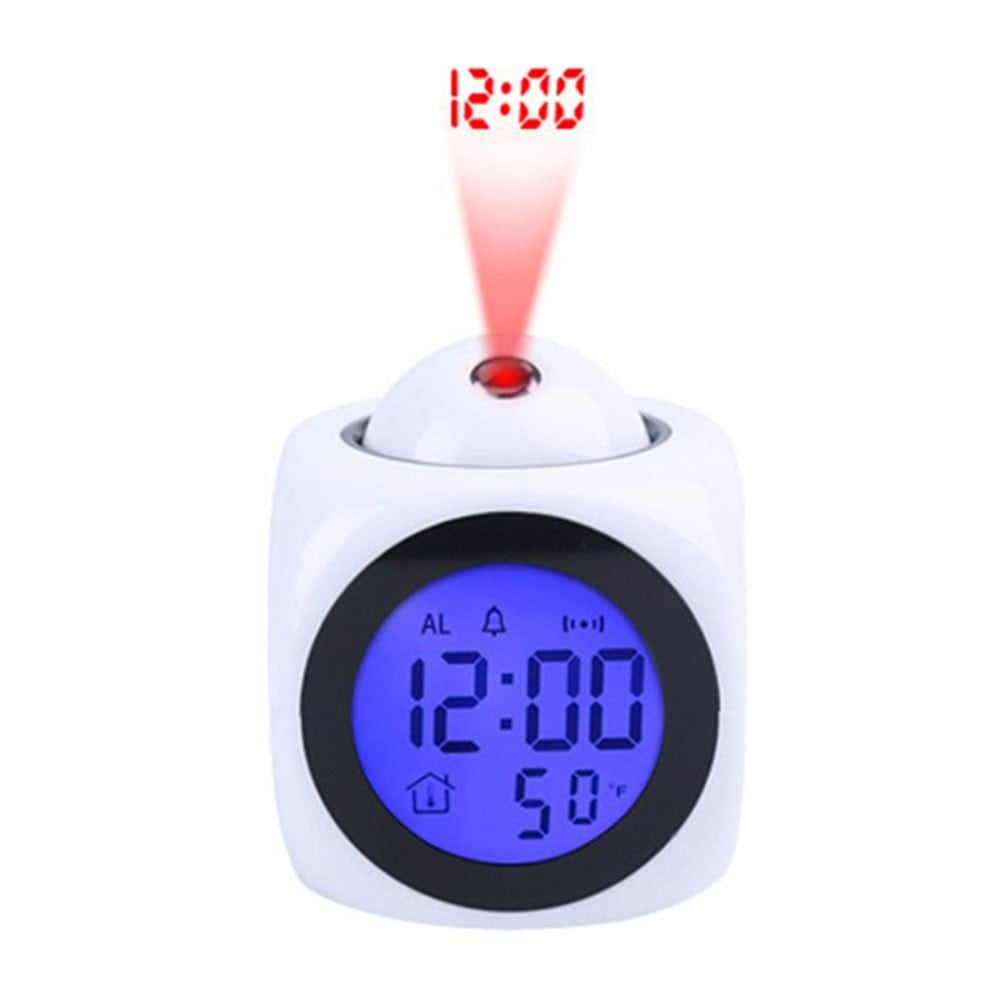 Projection Alarm Clock for Bedrooms Digital Voice Report Alarm Clock 12 ...