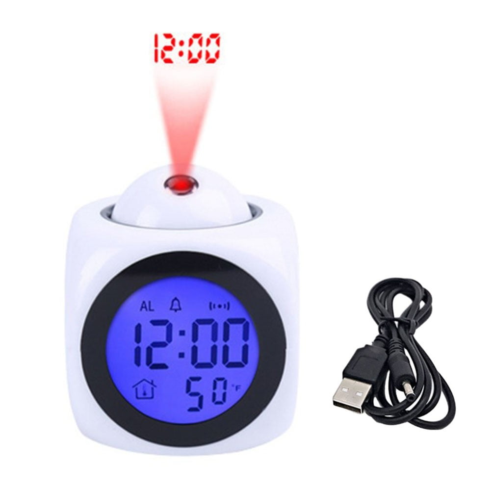 Projection Alarm Clock for Bedrooms Digital Voice Report Alarm Clock 12 ...