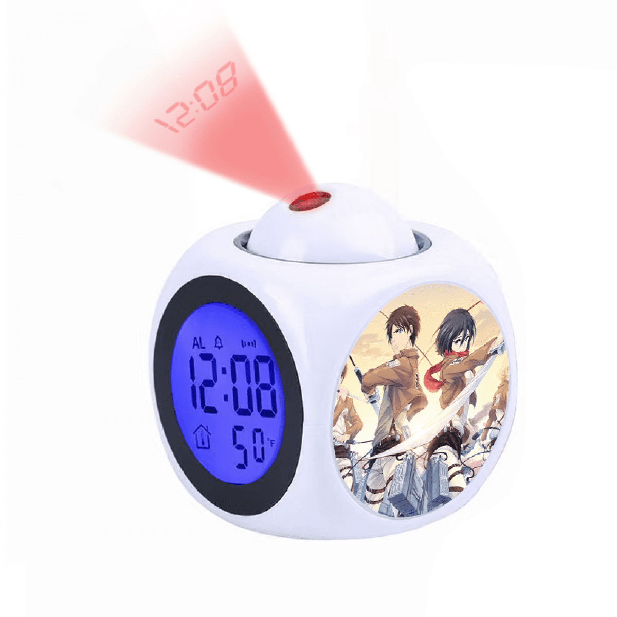 Projection Alarm Clock, Cartoon Attack on Titan Pattern Digital Alarm ...