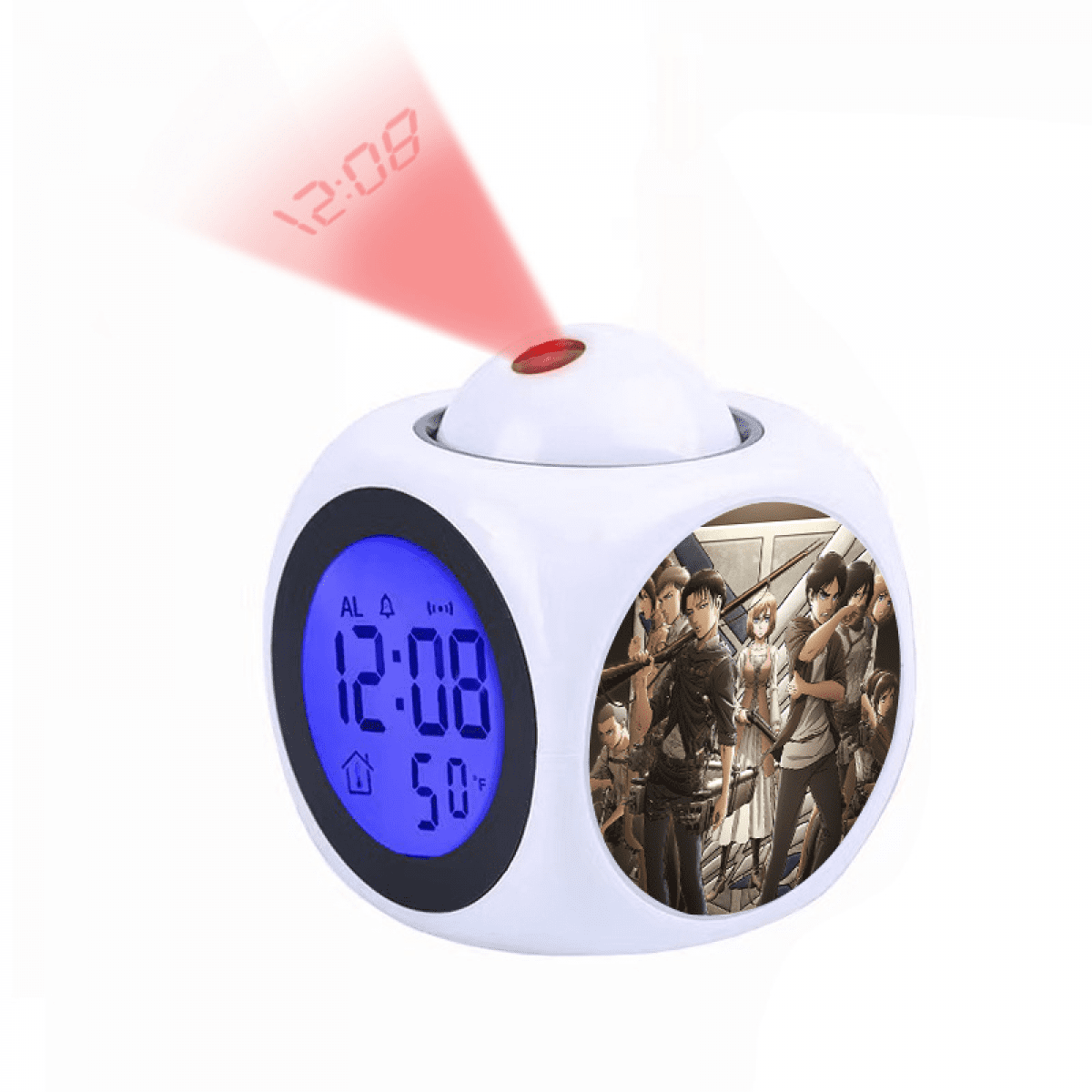 Projection Alarm Clock, Cartoon Attack on Titan Pattern Digital Alarm ...