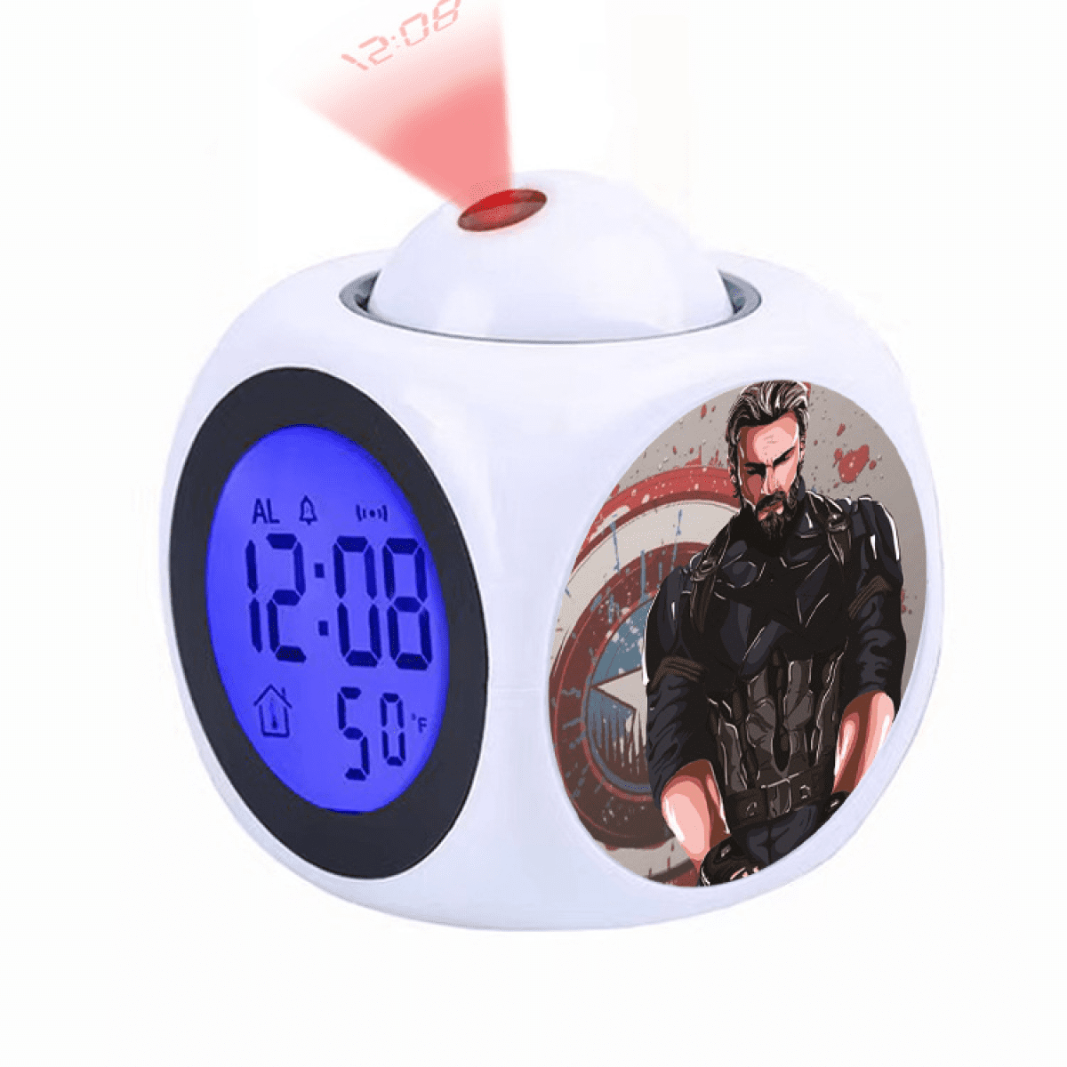 Projection Alarm Clock, Cartoon Captain_America Pattern Digital Alarm ...