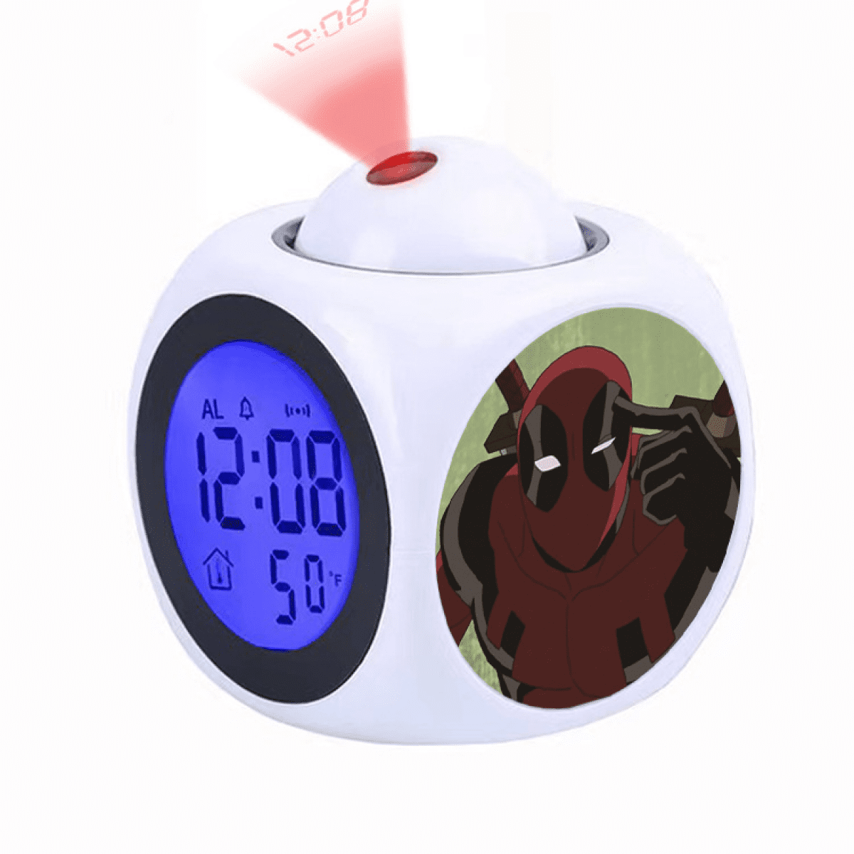 Projection Alarm Clock, Cartoon Deadpool Pattern Digital Alarm Clock ...