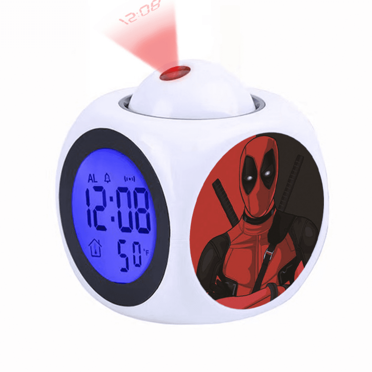 Projection Alarm Clock, Cartoon Deadpool Pattern Digital Alarm Clock ...