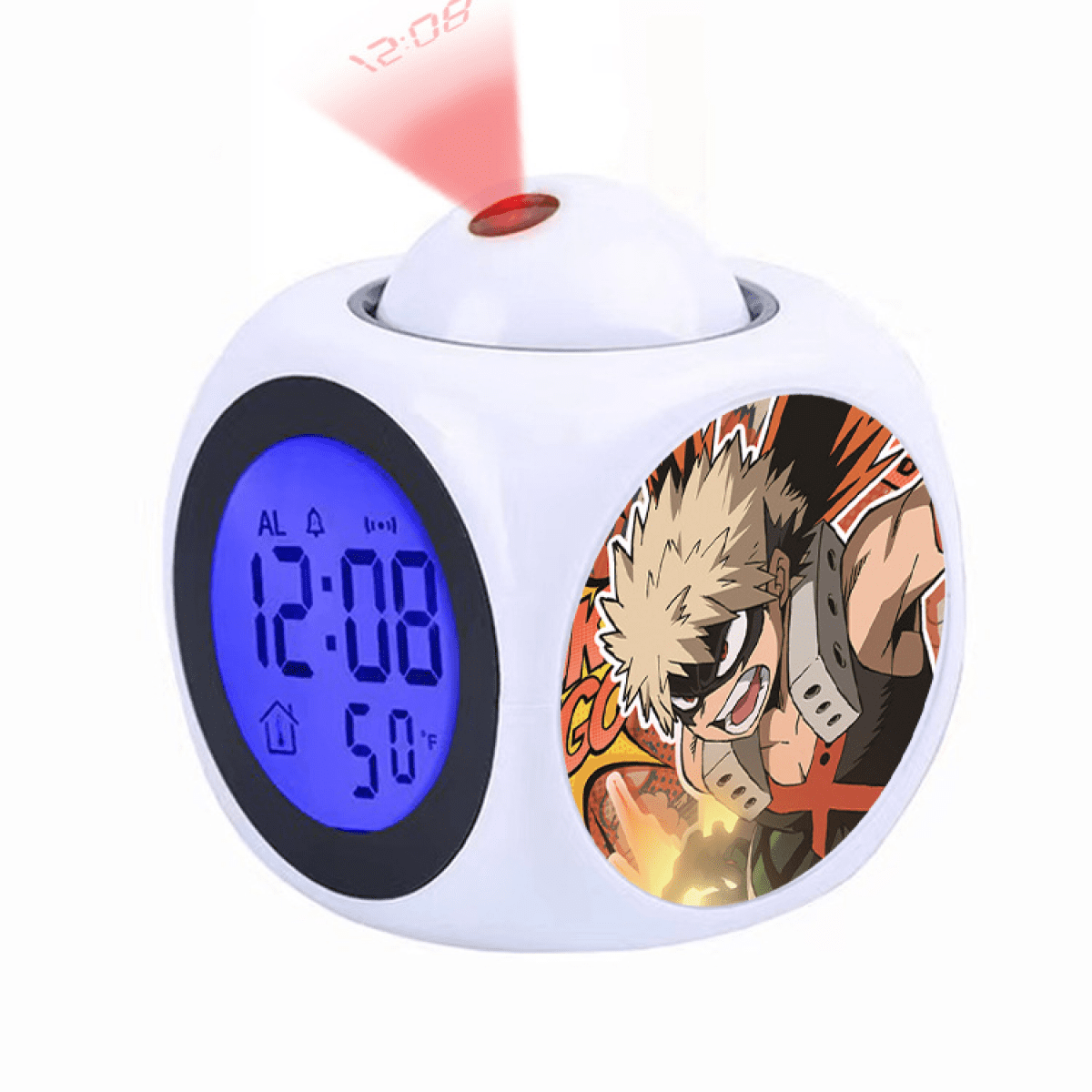 Projection Alarm Clock, Cartoon My Hero Academia Pattern Digital Alarm ...