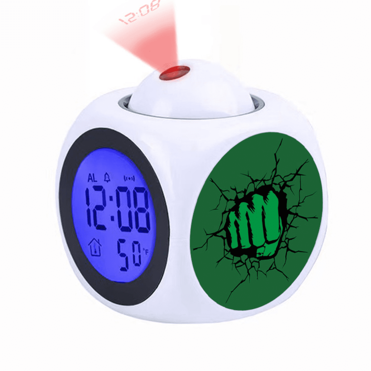 Projection Alarm Clock, Cartoon Hulk Pattern Digital Alarm Clock with ...