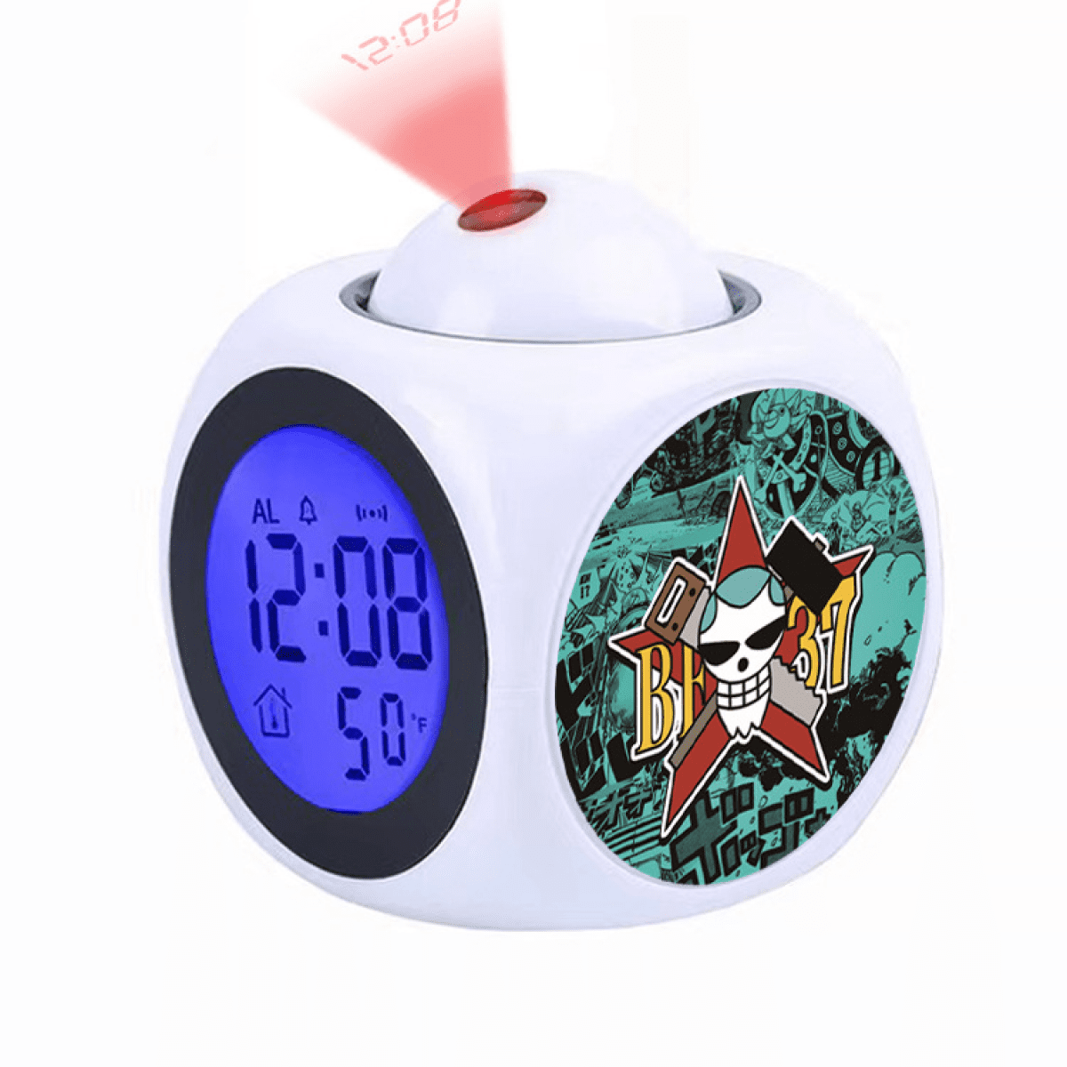 Projection Alarm Clock, Cartoon ONE_PIECE Pattern Digital Alarm Clock ...