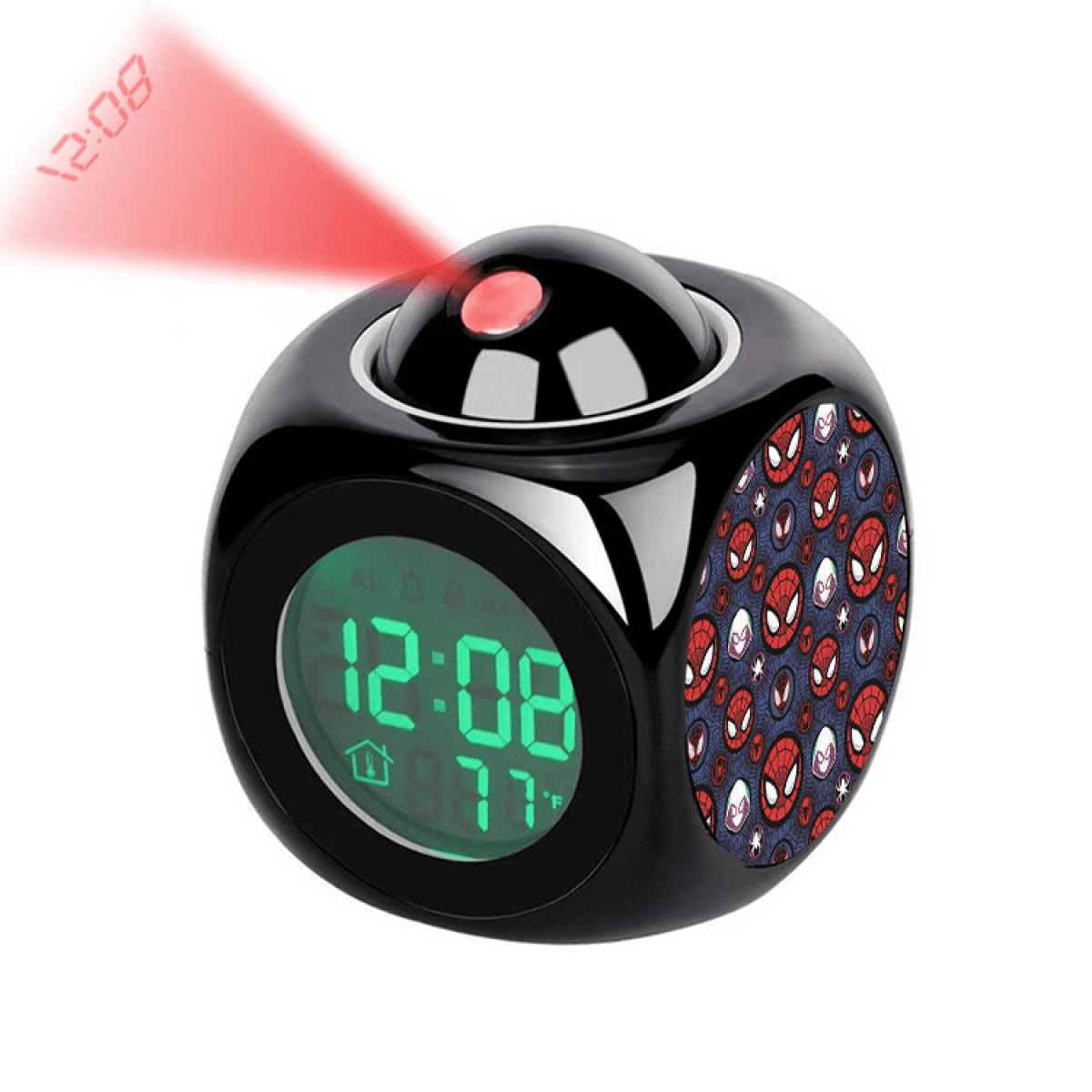 Projection Alarm Clock, Cartoon Spider_Man Academia Pattern Digital ...