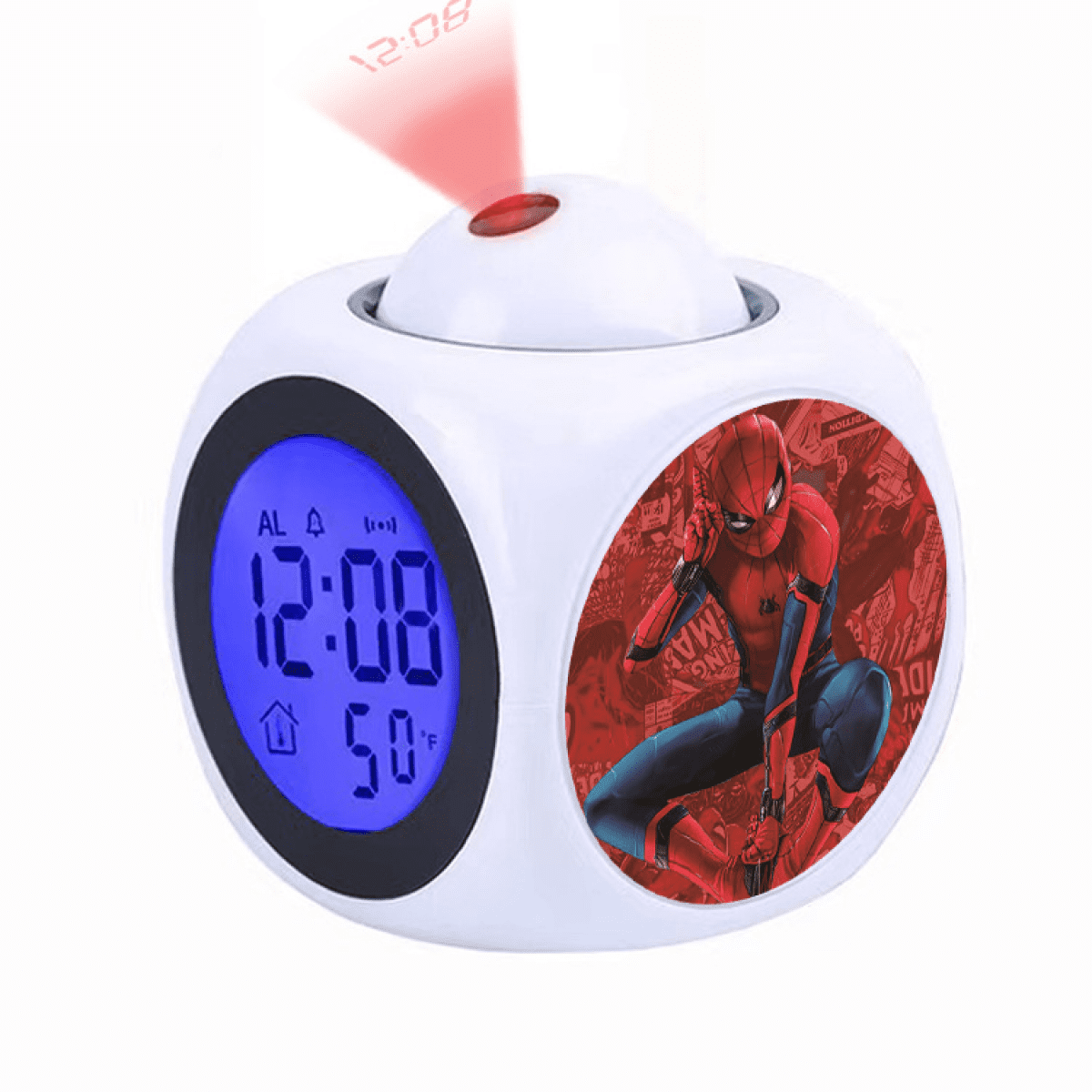 Projection Alarm Clock, Cartoon Spider_Man Academia Pattern Digital ...