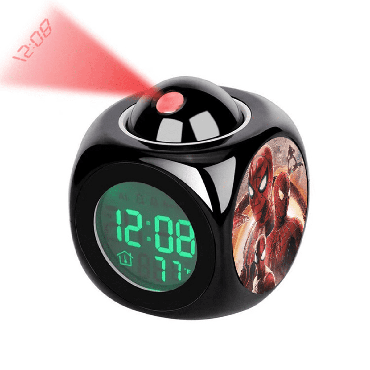 Projection Alarm Clock, Cartoon Spider_Man Academia Pattern Digital ...