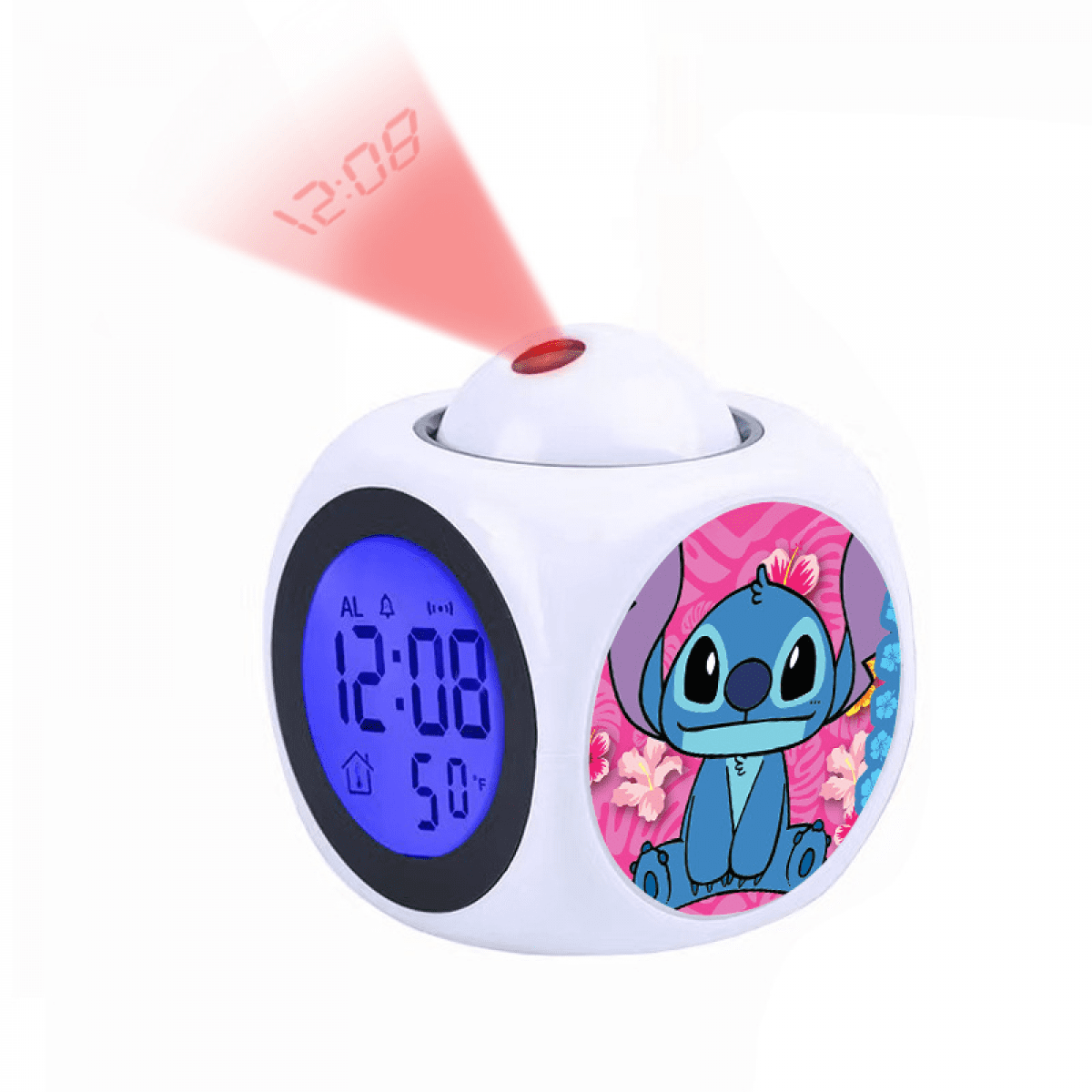 Projection Alarm Clock, Cartoon Stitch Pattern Digital Alarm Clock with ...
