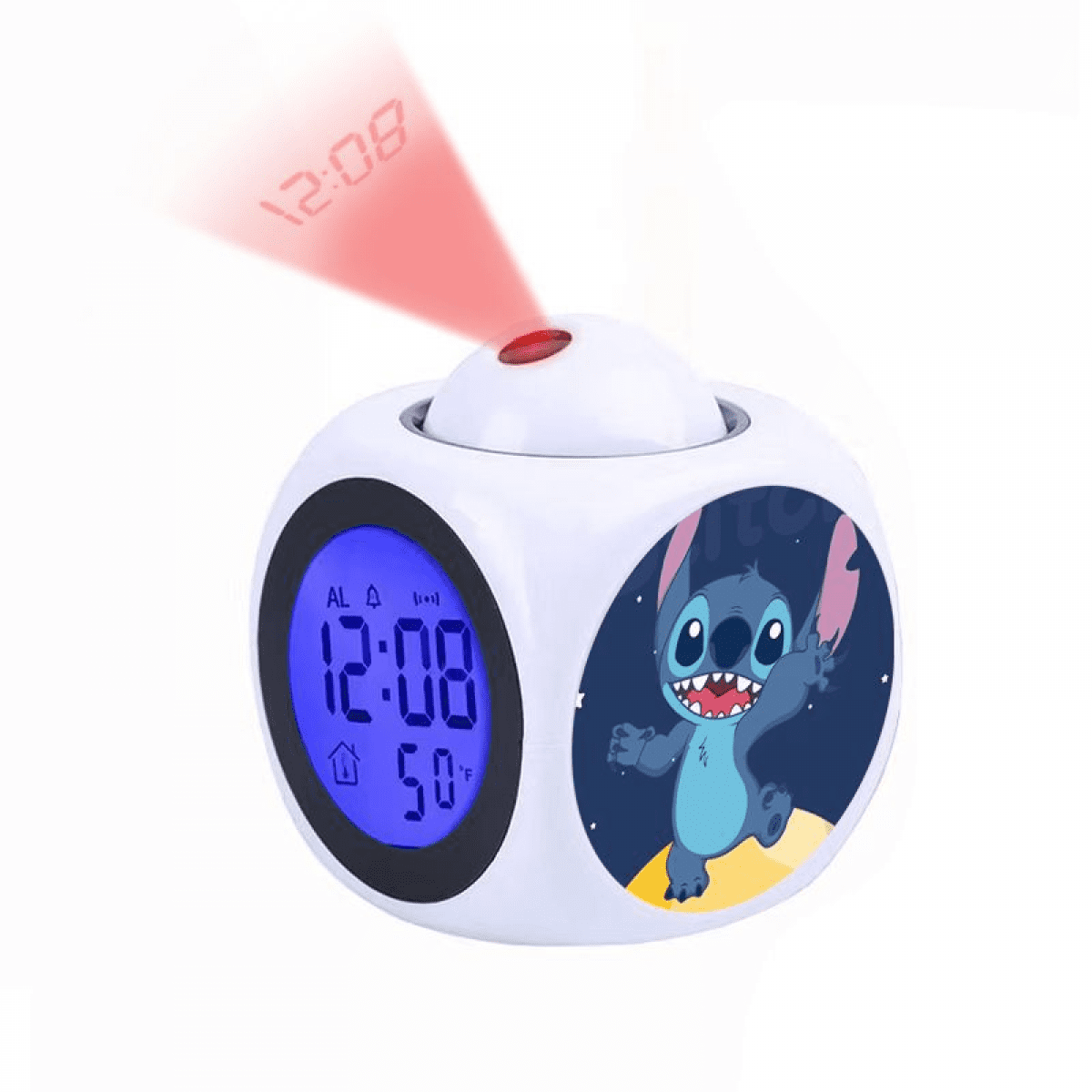 Projection Alarm Clock, Cartoon Stitch Pattern Digital Alarm Clock with ...