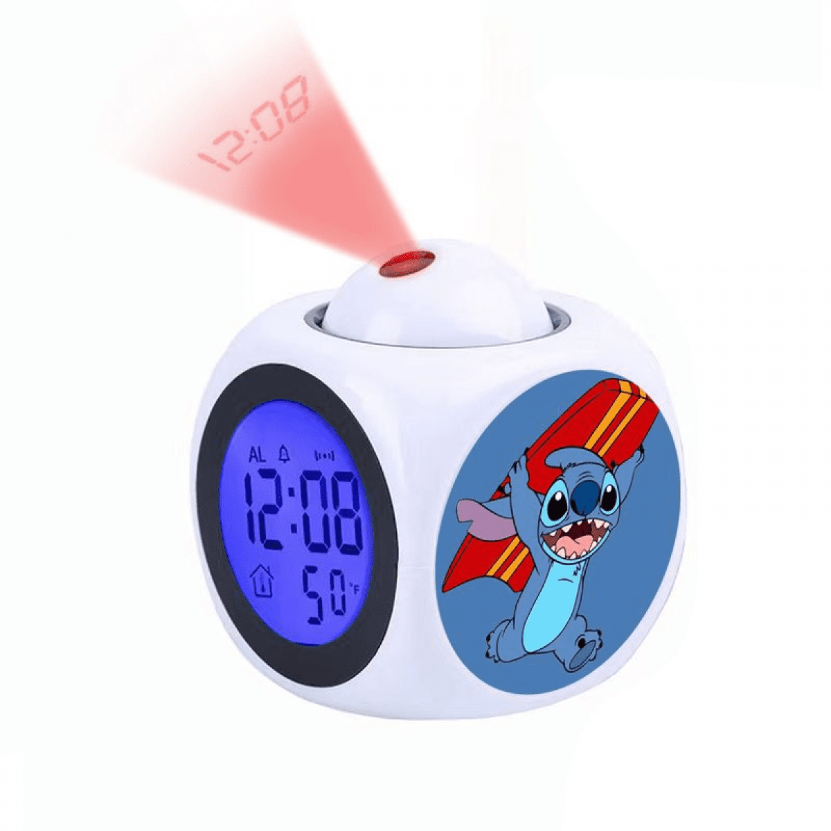 Projection Alarm Clock, Cartoon Stitch Pattern Digital Alarm Clock with ...