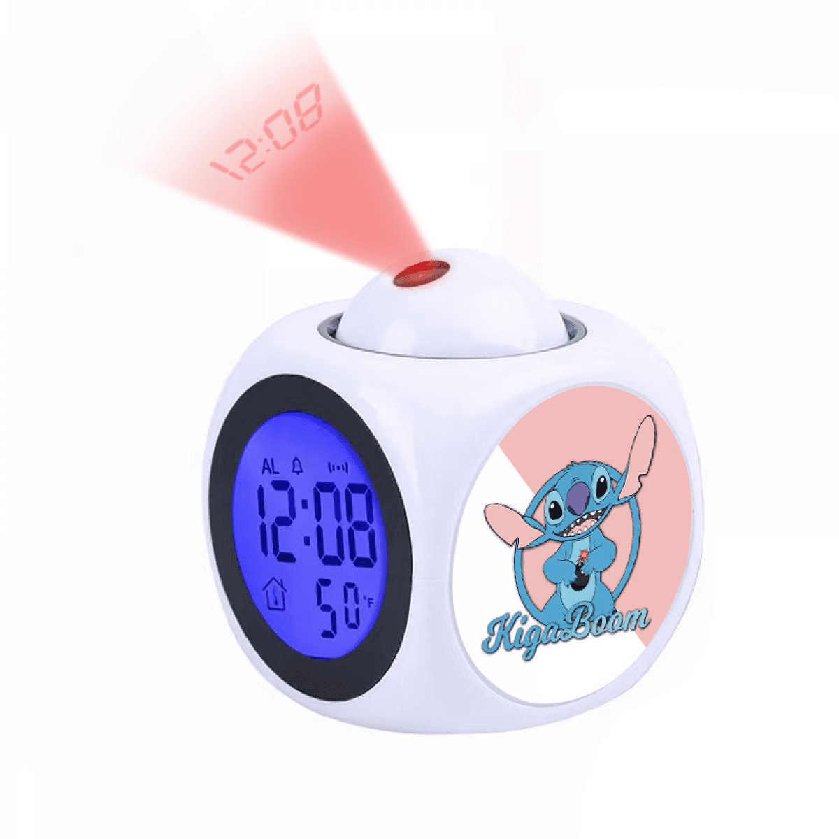 Projection Alarm Clock, Cartoon Stitch Pattern Digital Alarm Clock with ...