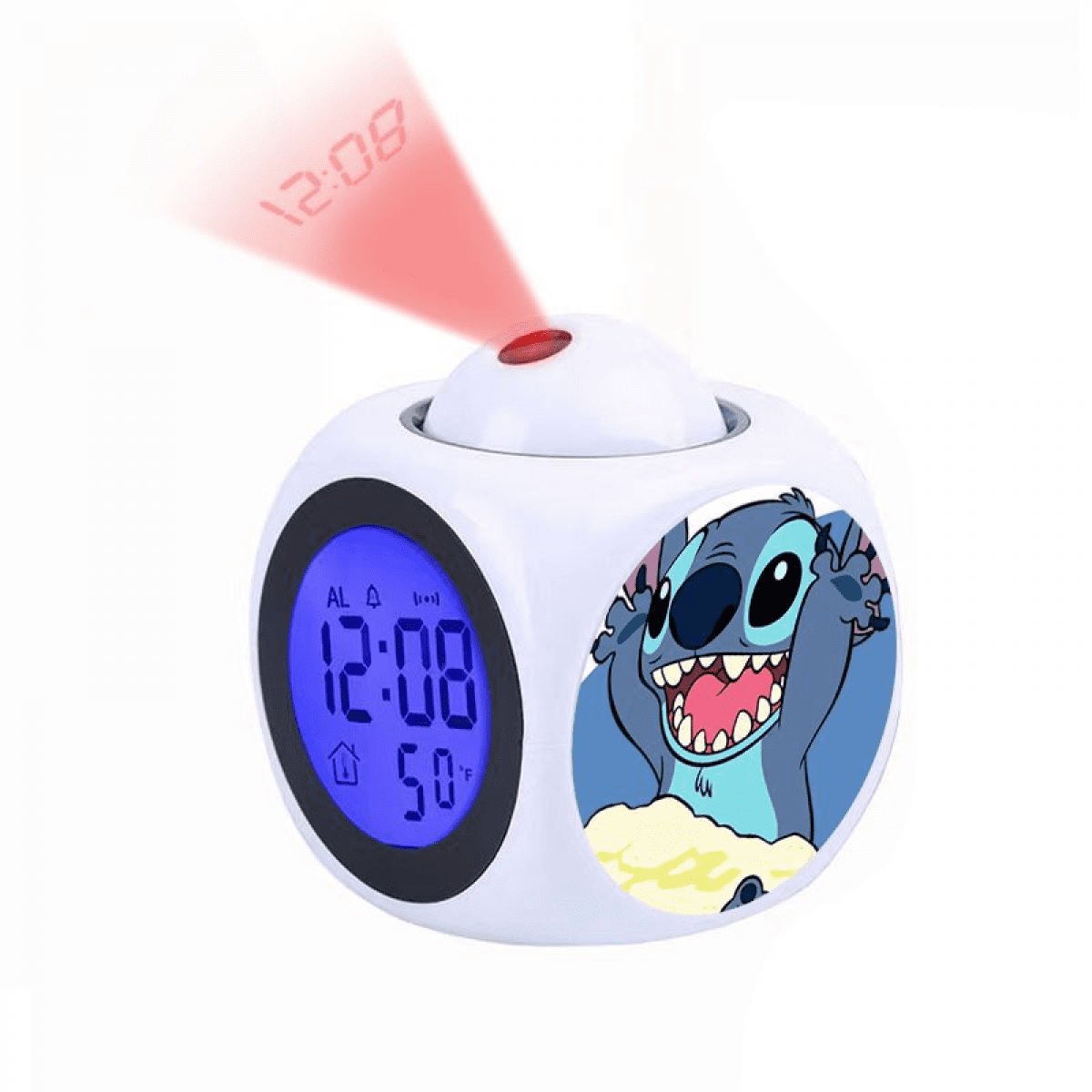 Projection Alarm Clock, Cartoon Stitch Pattern Digital Alarm Clock with ...